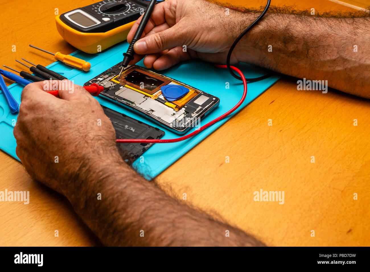 Close-up photos showing process of mobile phone repair iphone Stock ...