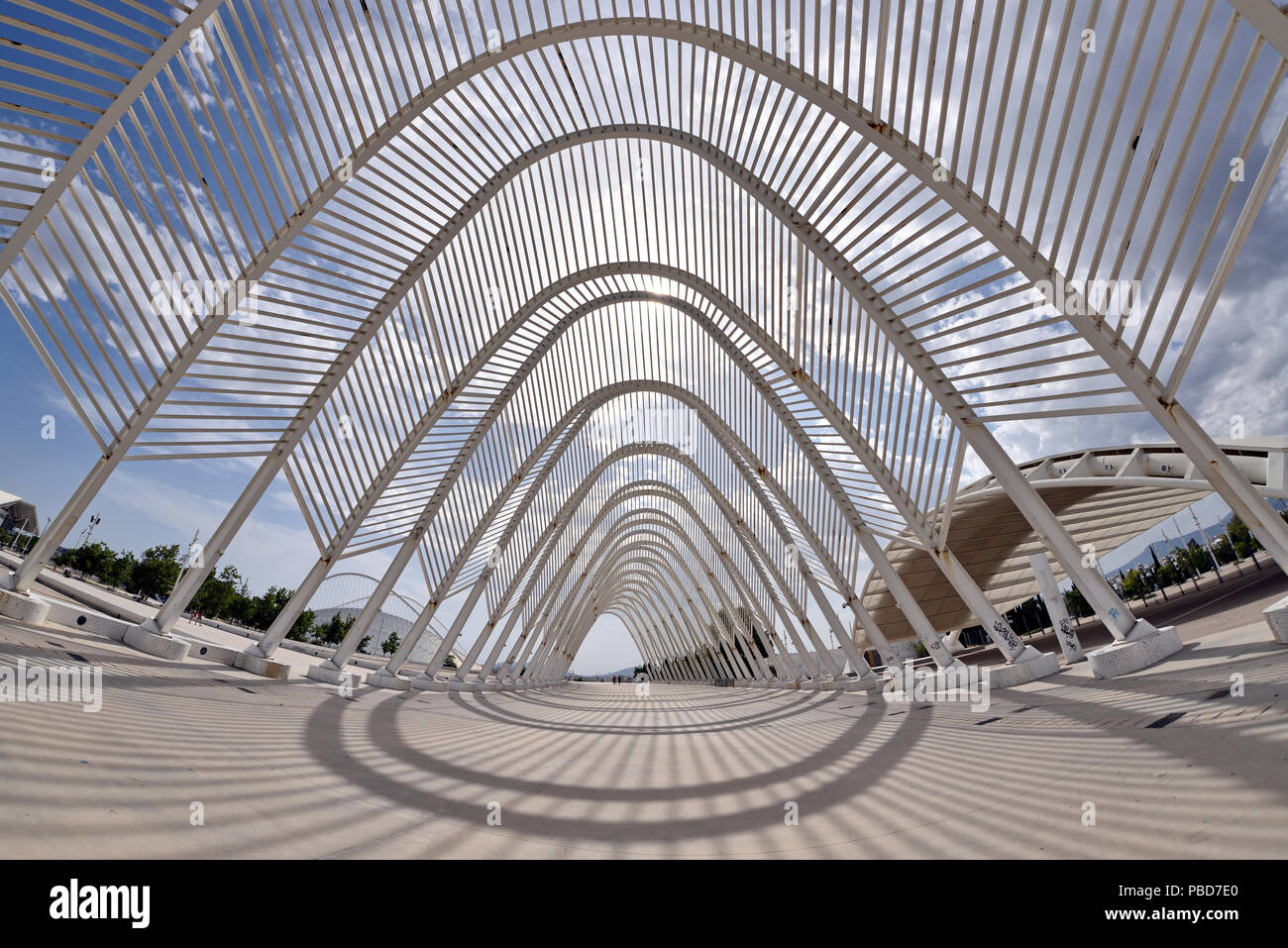 Fish eye view of Archway in Olympic stadium in Athens, Greece Stock ...