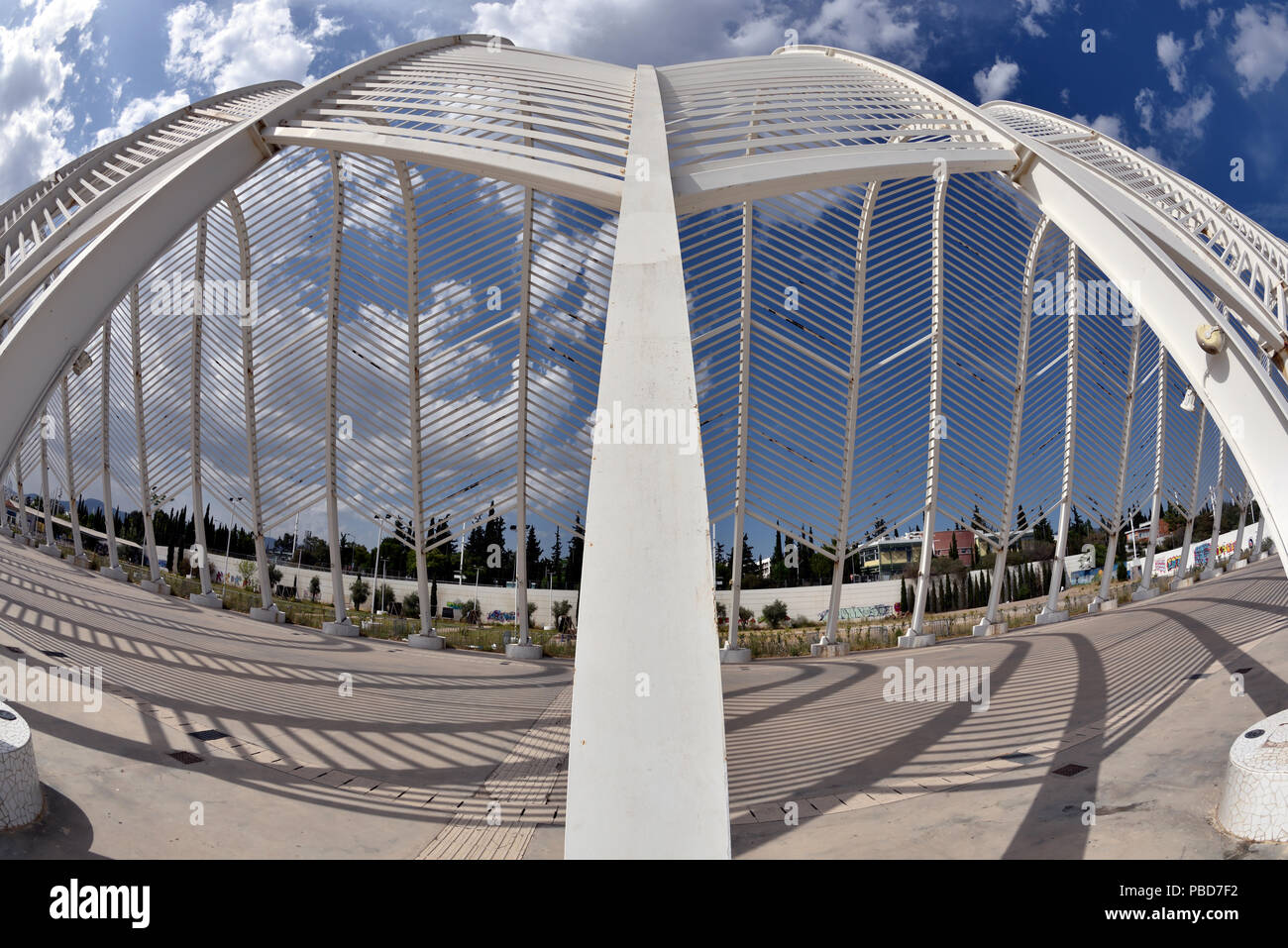Fish eye view of Archway in Olympic stadium in Athens, Greece Stock ...