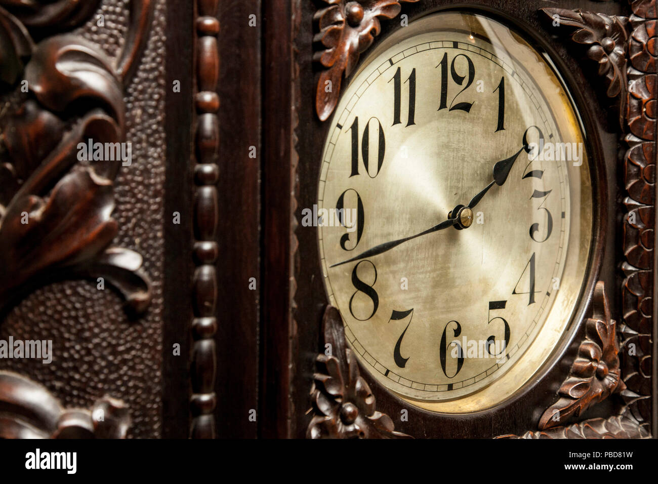 An old grandfather clock on a fancy room. Close up Stock Photo - Alamy