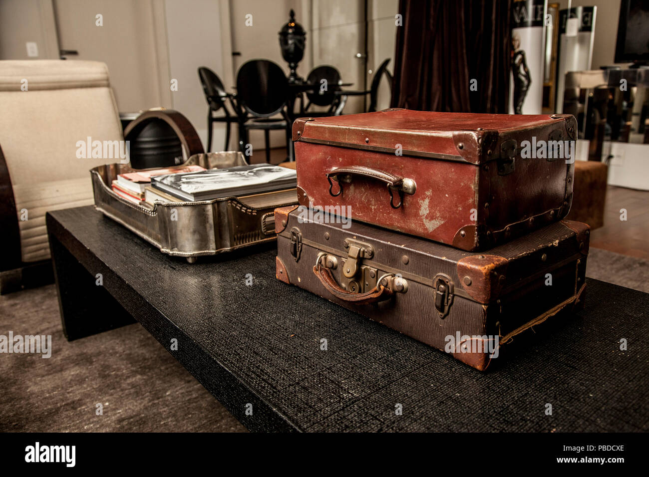 Vintage Pile Ancient Suitcases Form of Tower Design Concept Travel ...
