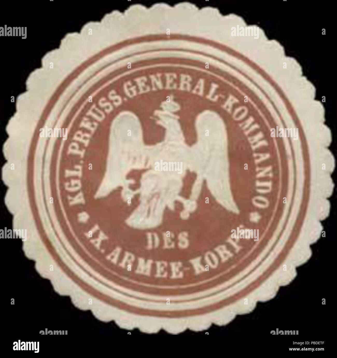 1424 Siegelmarke K.Pr. General-Kommando des IX. Armee-Korps W0344031 ...
