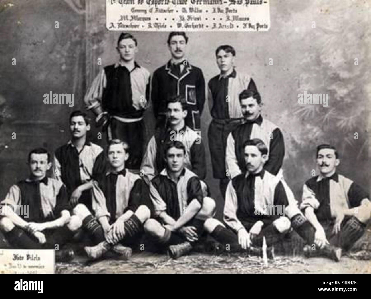 . English: Football line-up of SC Germania of São Paulo, Brazil. circa ...