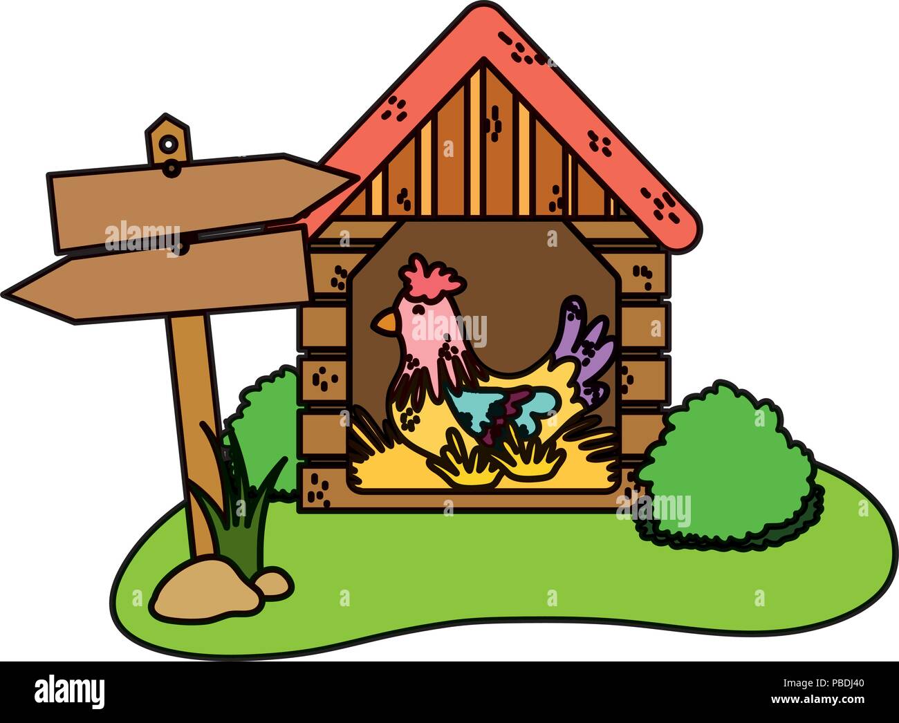 color hen farm animal inside house laying Stock Vector Image & Art - Alamy