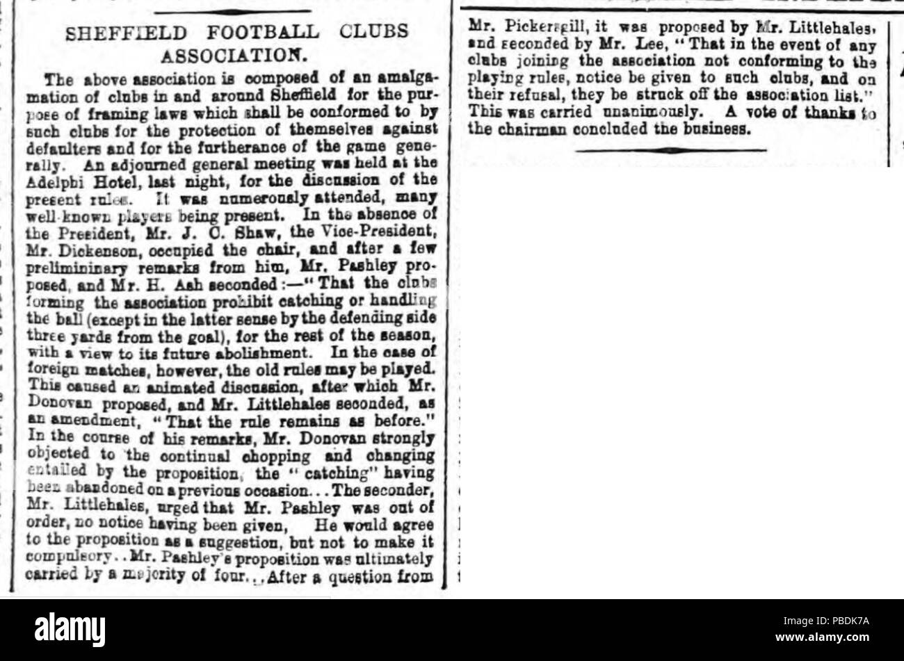 1314 Sheffield Football Clubs' Association (Sheffield Independent) 1871 ...