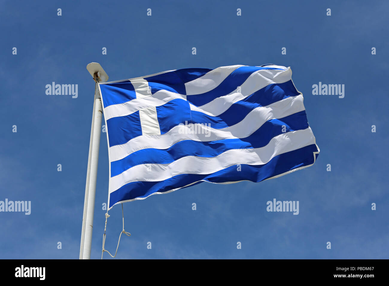 Flag of greece flying hi-res stock photography and images - Alamy