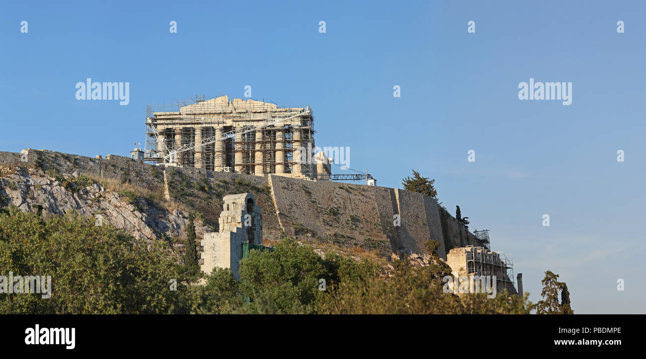 Archaeological Construction at Parthenon Temple and Acropolis of Athens ...