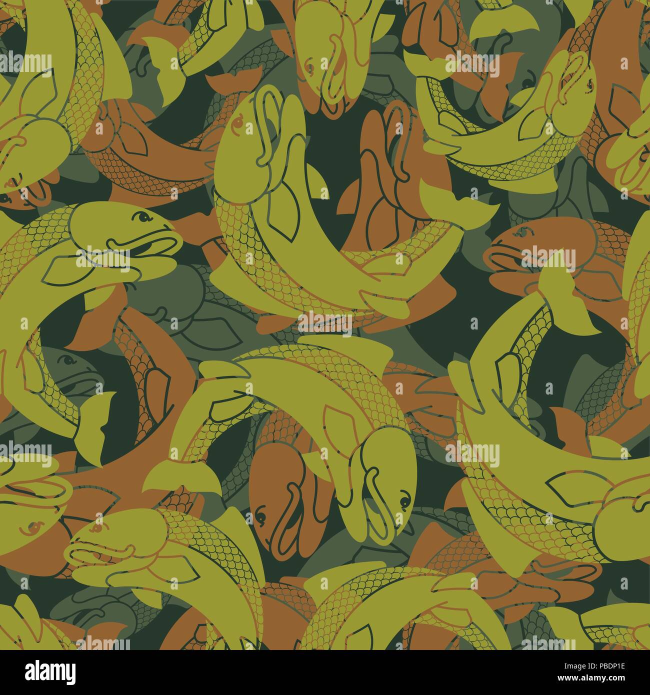 Fish military pattern. Fisherman clothing texture. Army background ...