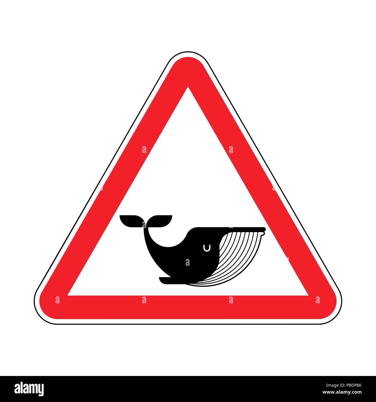 Attention Whale. Red prohibitory road sign. Danger of Whales . Vector ...