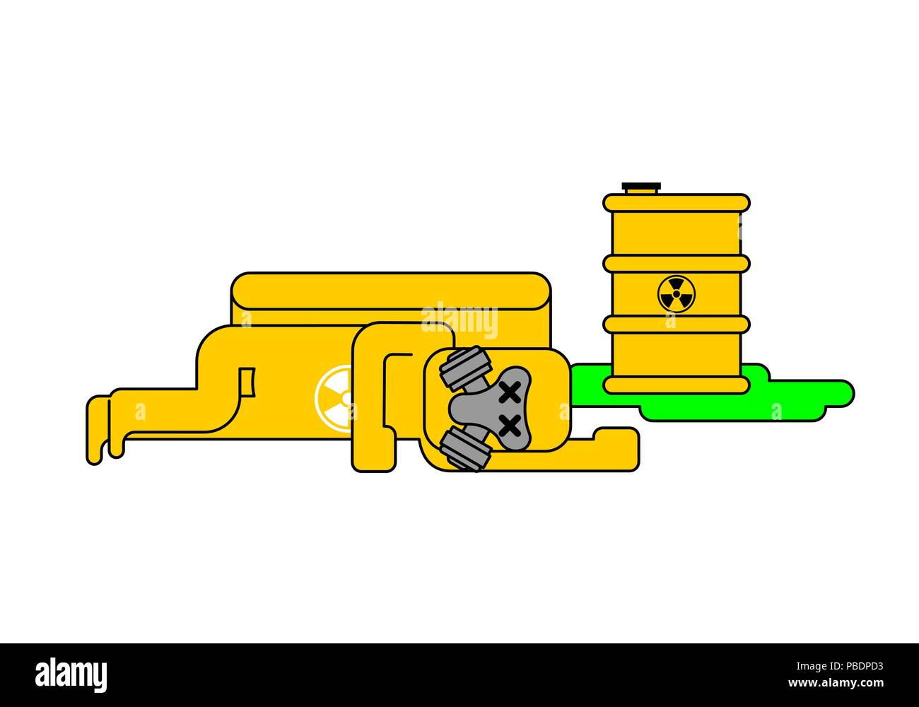Explosion of radioactive waste. Yellow barre toxic. Dead Yellow Suit ...