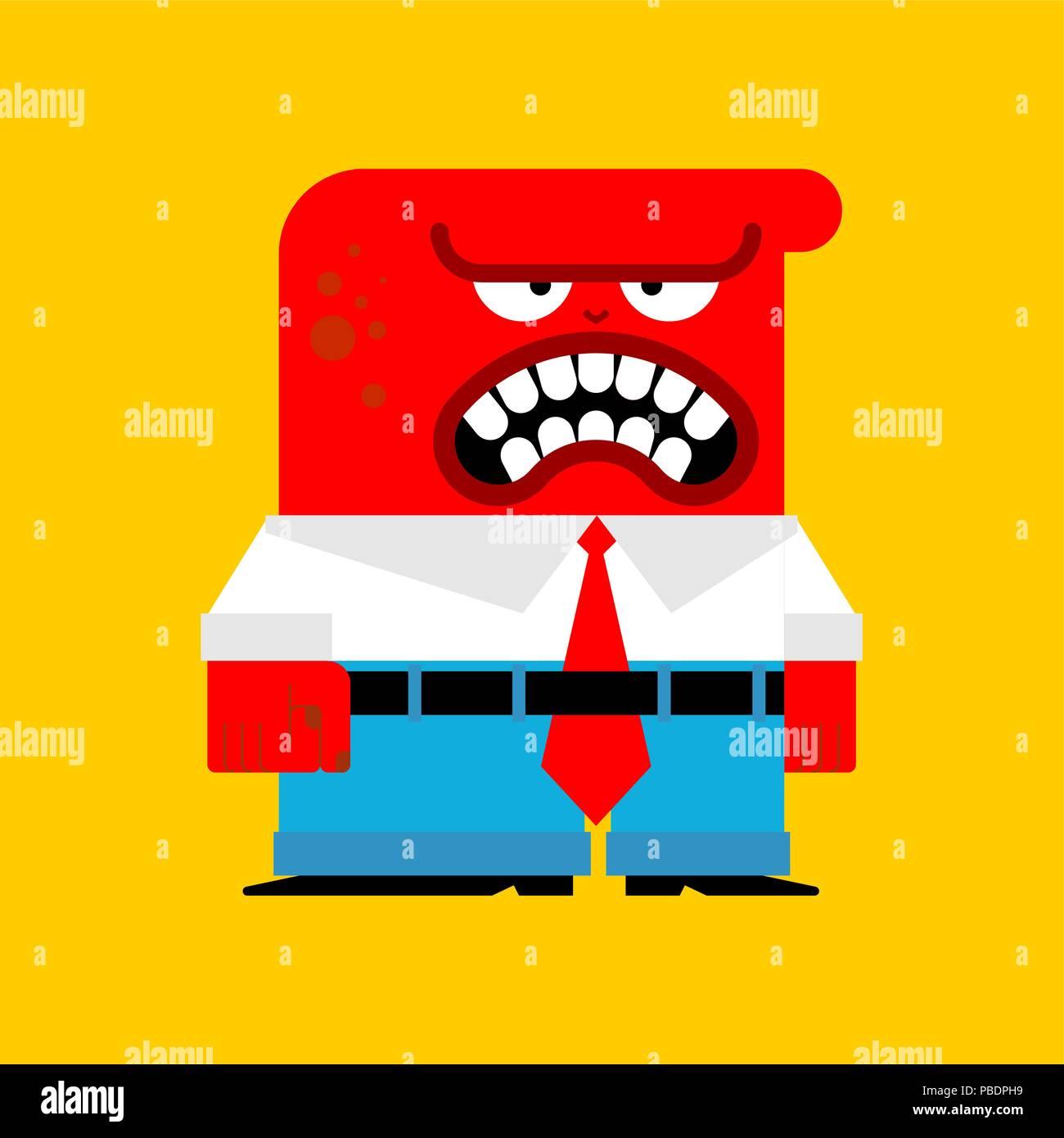 Anger red man. Evil worker. Angry red boss. Vector illustration Stock ...