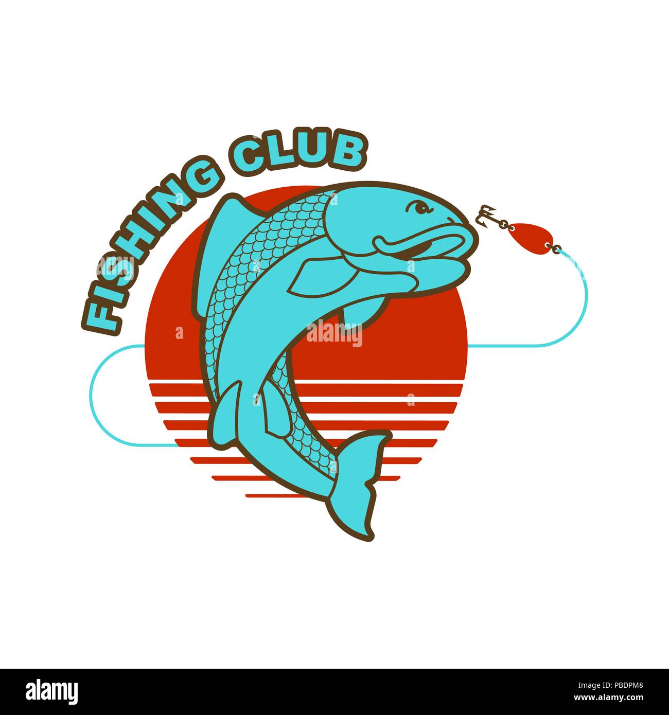 Fish and fishing rod emblem. Fishing club Fishermen sign. Vector ...
