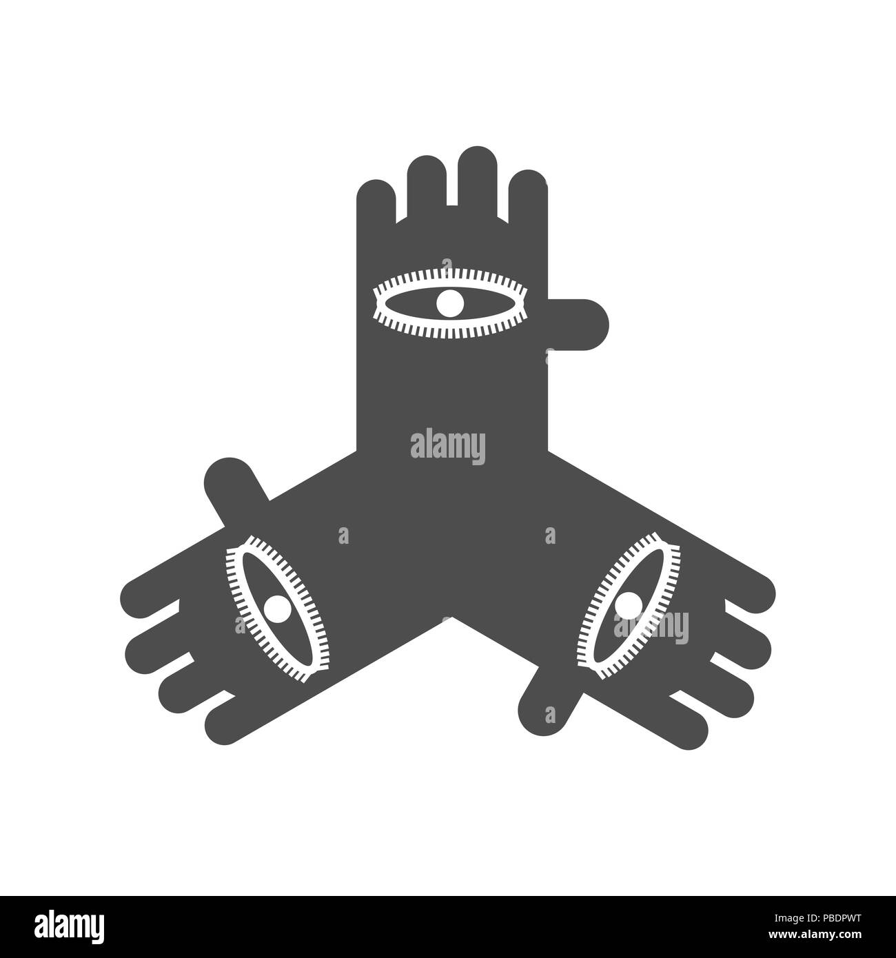 Eye on hand sign. Three hands symbol. Vector illustration Stock Vector ...