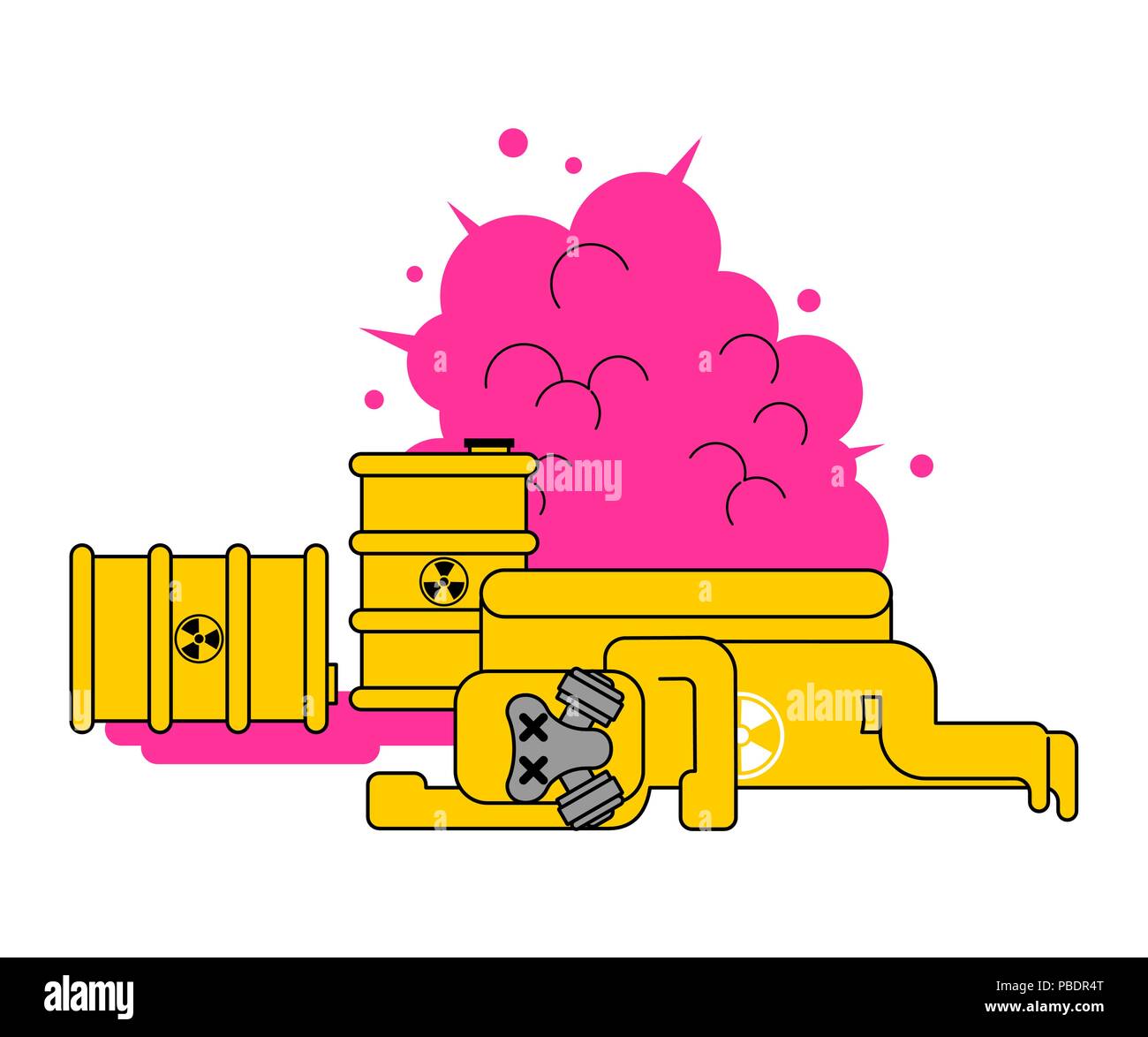 Explosion of radioactive waste. Yellow barre toxic. Dead Yellow Suit ...