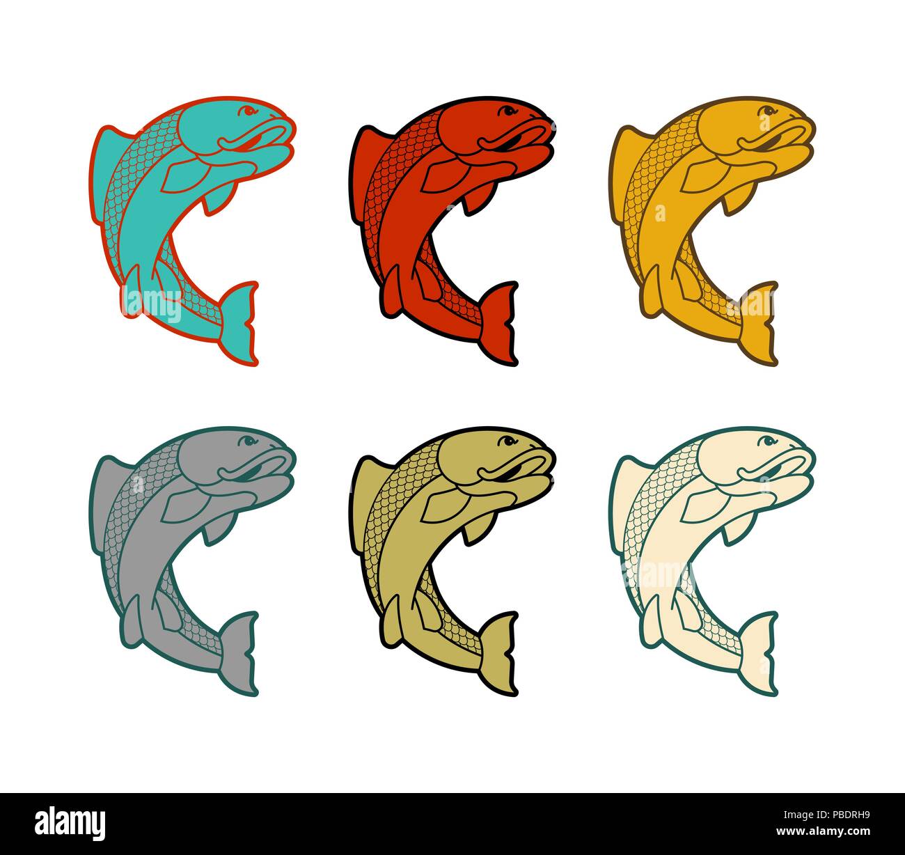 Carp japan fish set. folk asian koi vector illustration Stock Vector ...