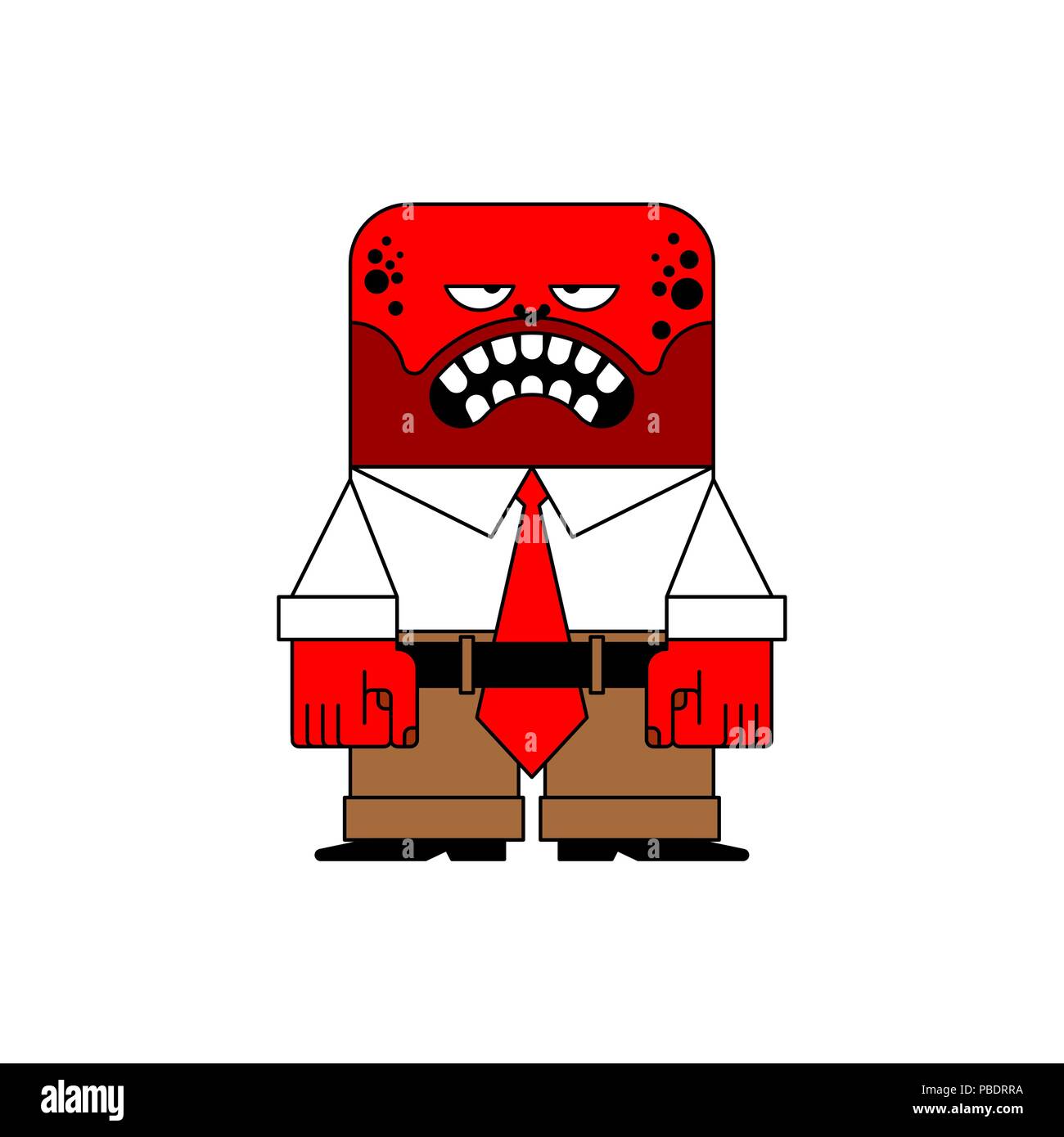 Anger red man. Evil worker. Angry red boss. Vector illustration Stock ...
