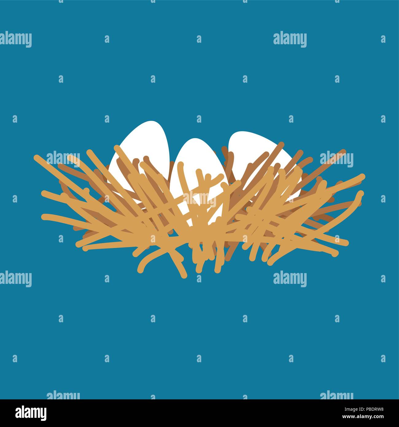 Nest with eggs bird isolated. Bird house made of branches. Vector ...