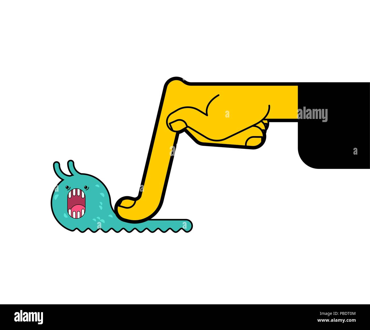 Finger presses slug. Hand Press Insect. Vector illustration Stock ...
