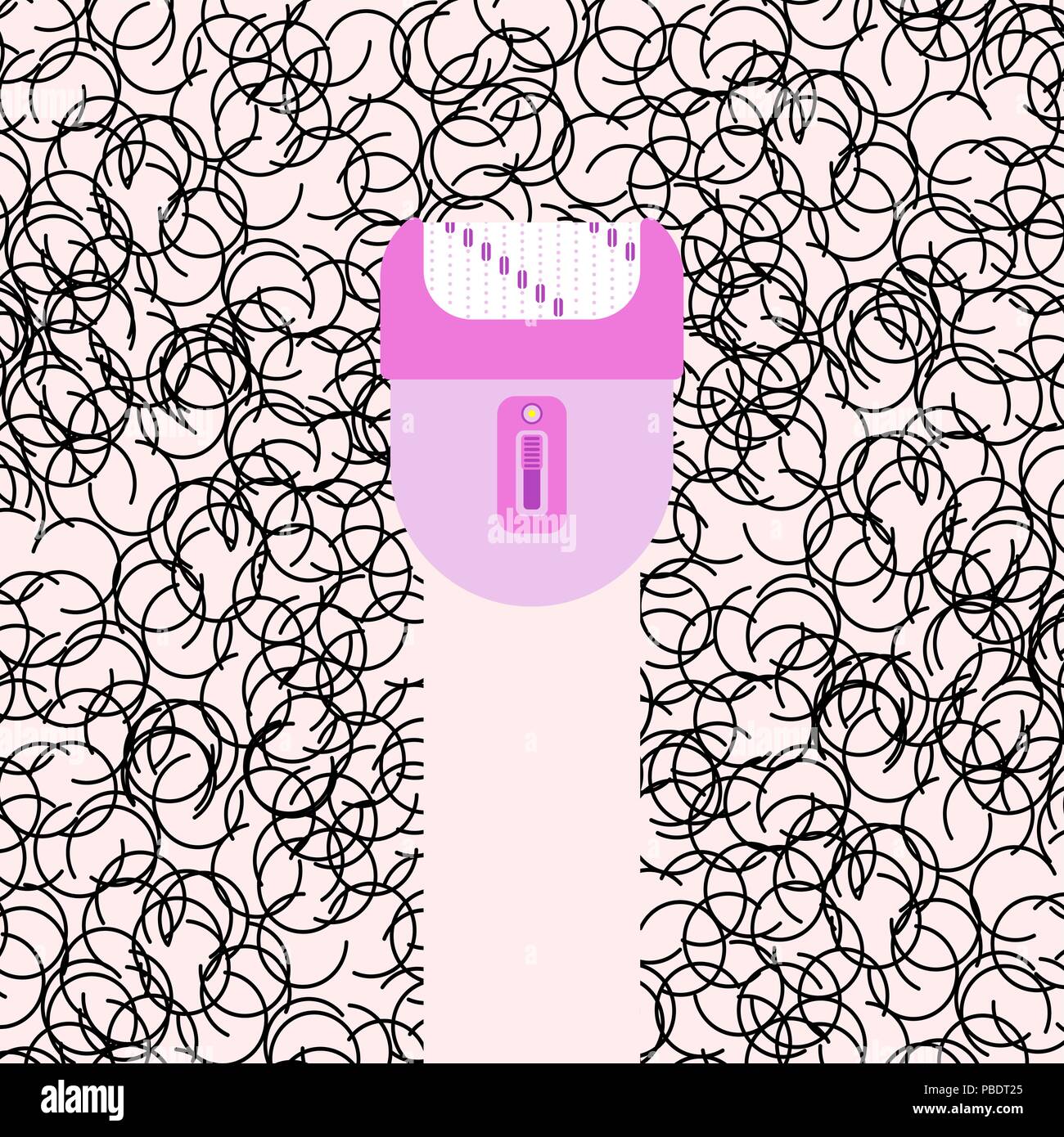 Epilator and hair. Epilation of hair. Body hygiene. Vector illustration ...