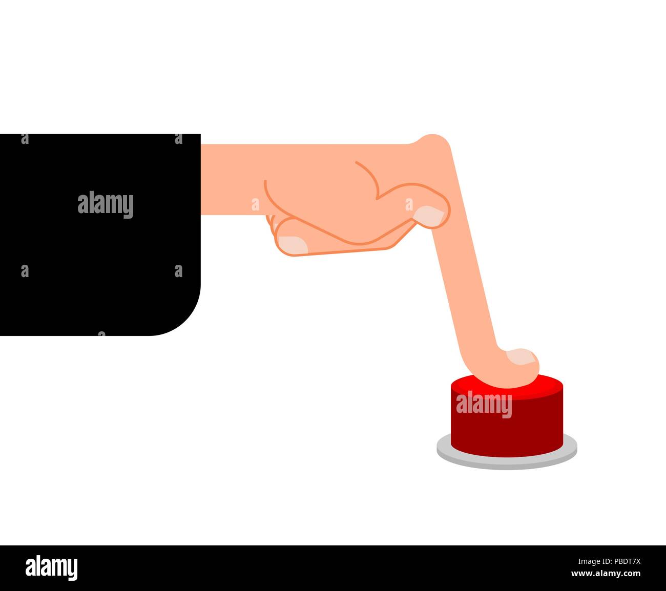 Finger presses Red button. Hand Press Vector illustration Stock Vector ...