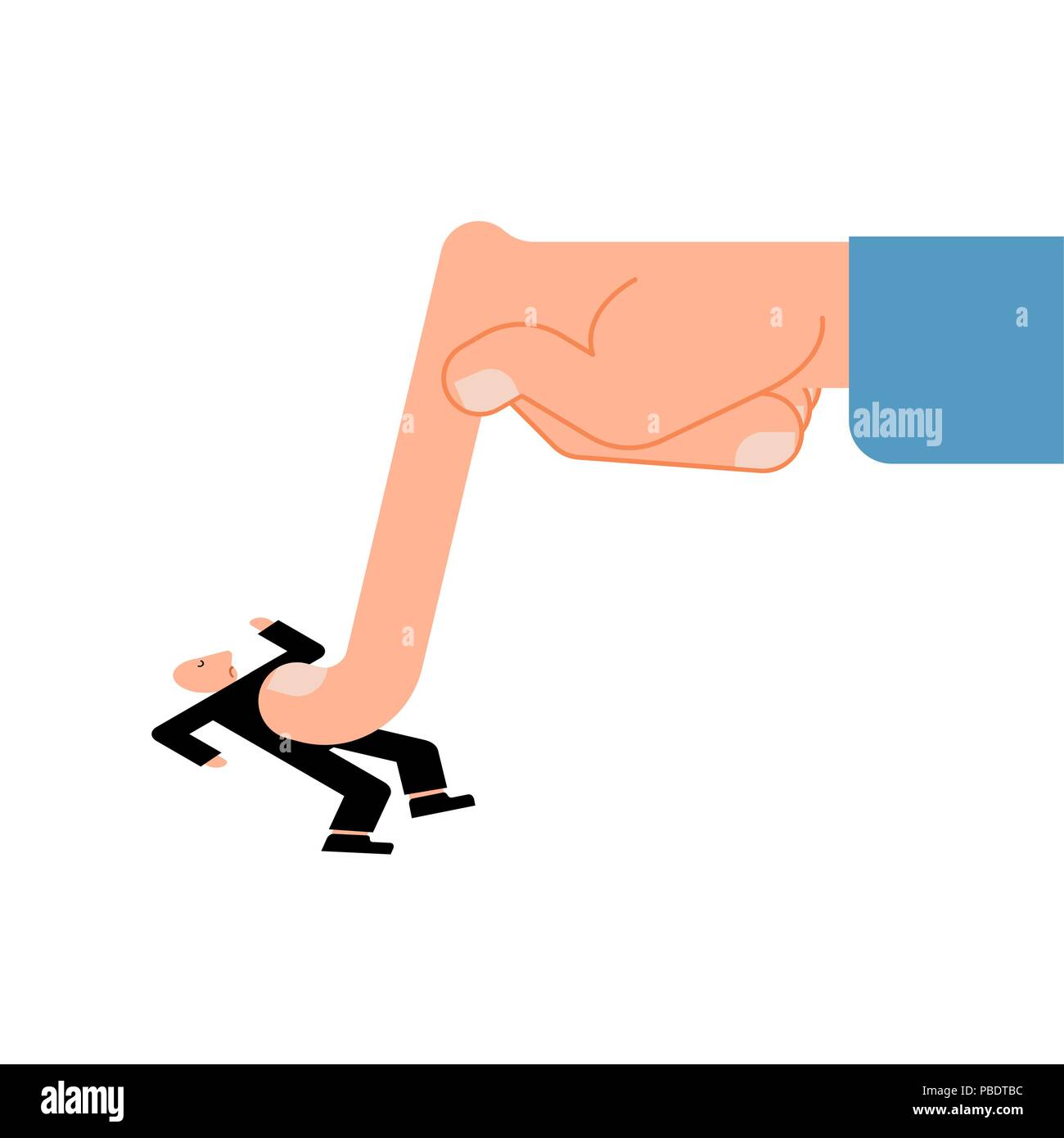 Boss Finger presses on worker. Hand Press. Vector illustration Stock ...