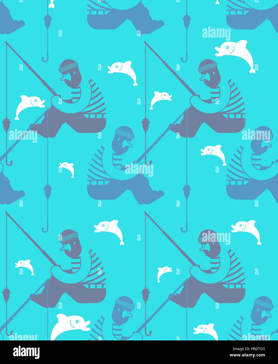 Fisherman pattern seamless. Fishing background. fishing rod . Vector ...