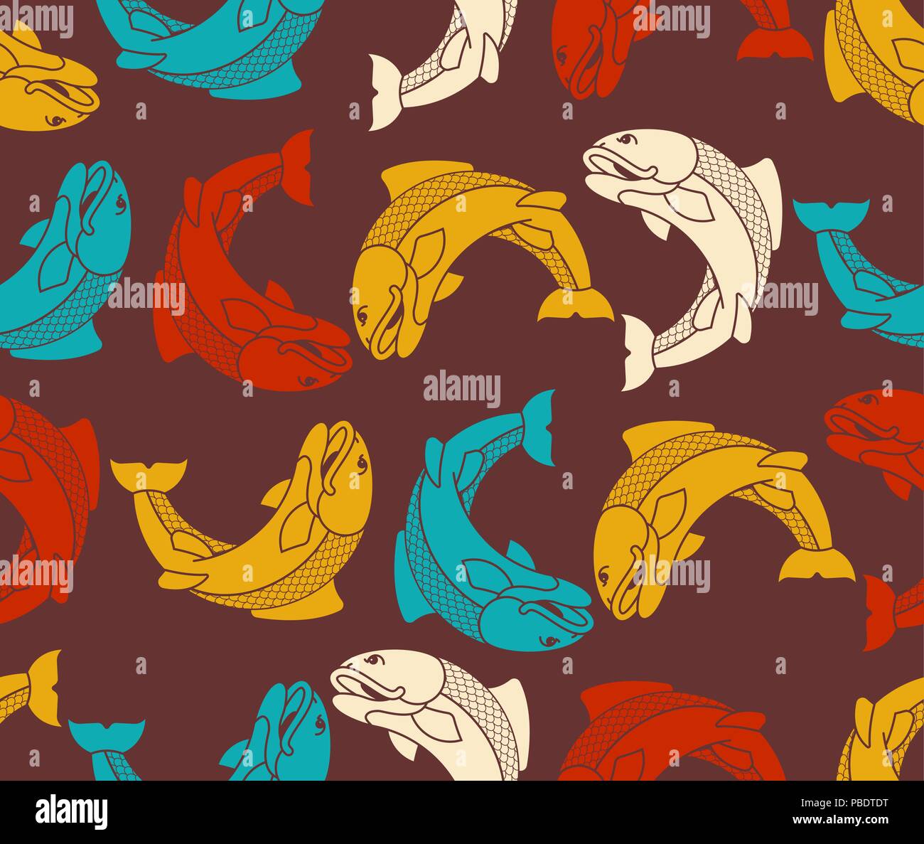 Japanese carp pattern seamless. Koi fish ornament. Vector background ...