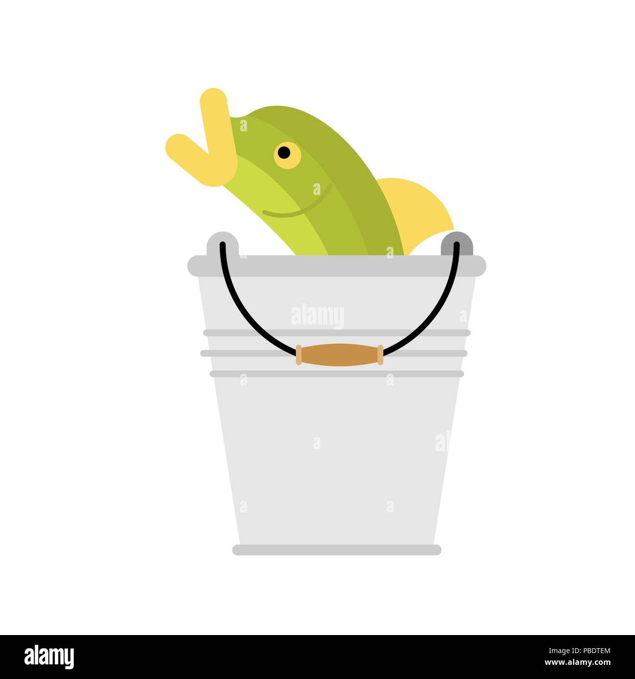 Bucket fish isolated. Fisherman catch. Vector illustration Stock Vector ...