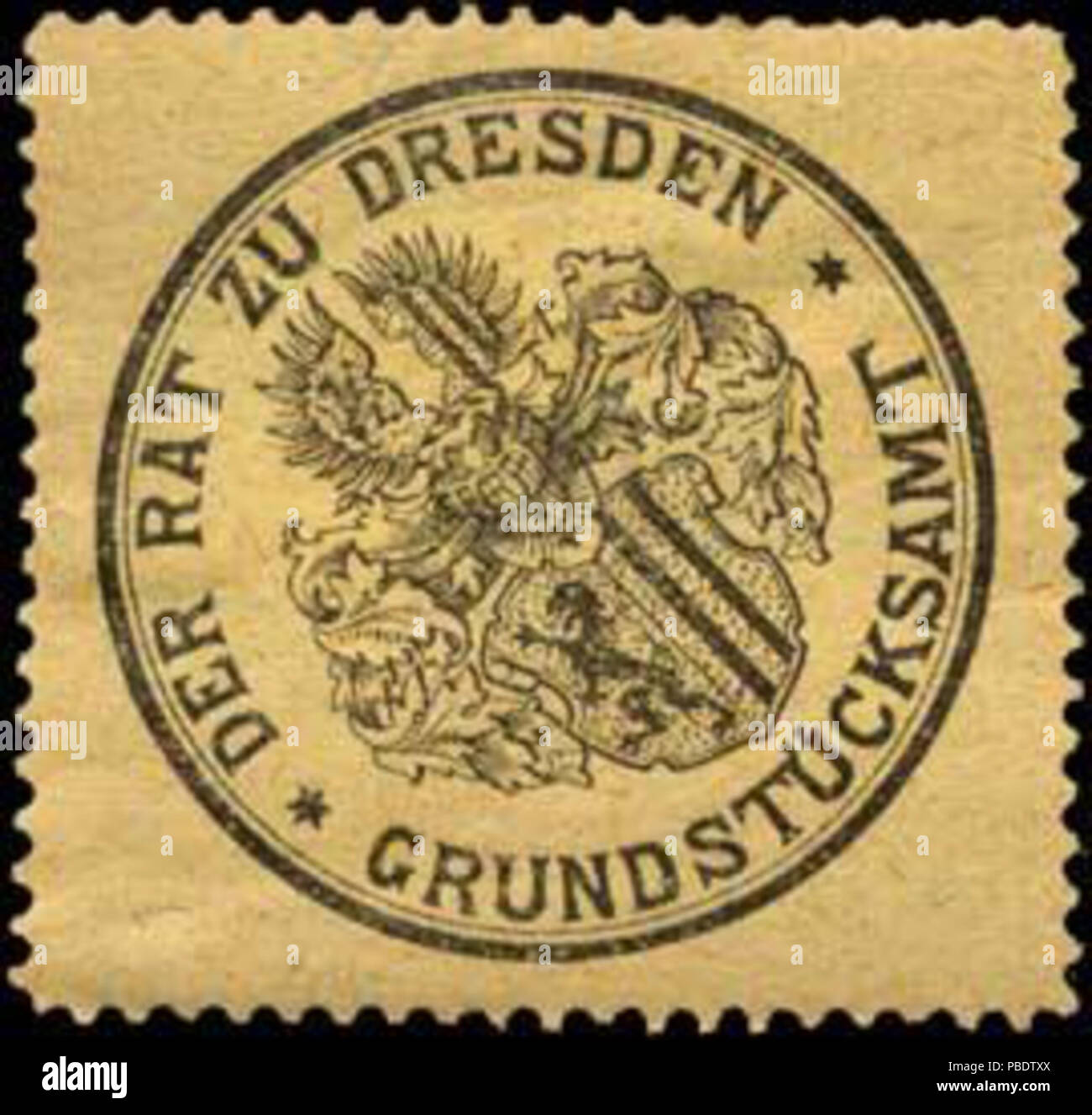 Alte Briefverschlussmarke aus Papier, welche seit ca. 1850 von ...