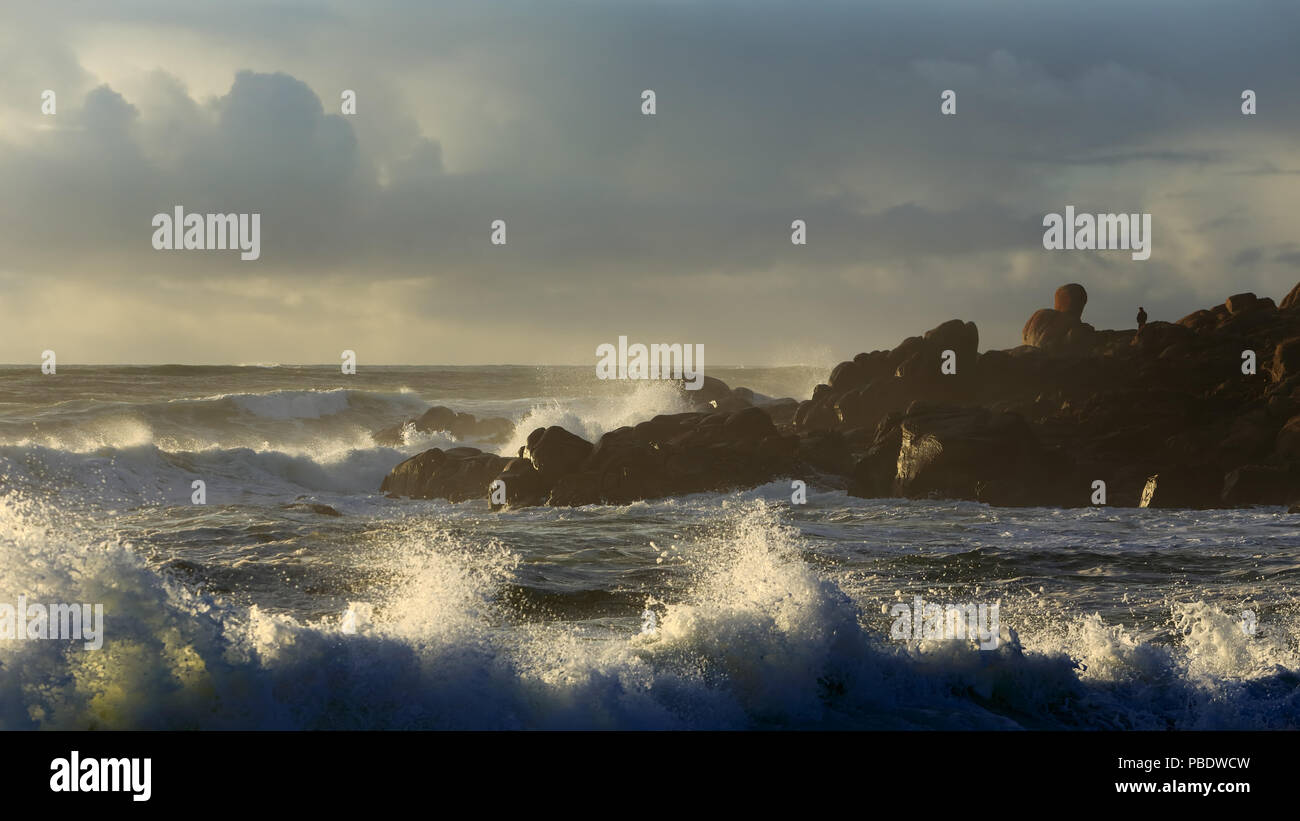 Sea ocean coast cliff storm surf wave winter hi-res stock photography ...
