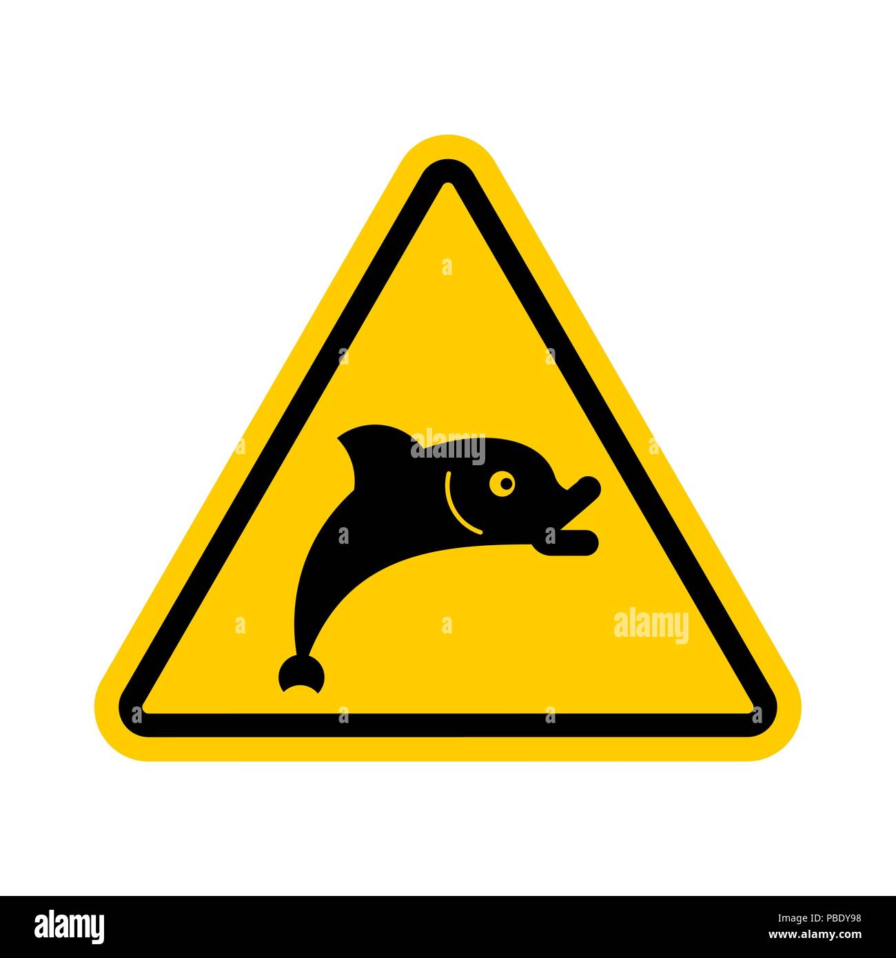 Attention Fish. Yellow prohibitory road sign. Danger of Fishing ...