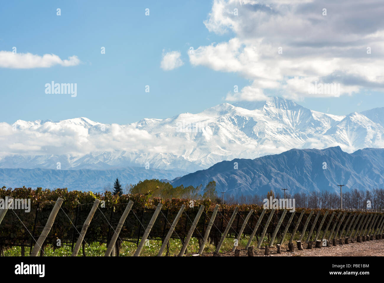 Early morning in the late autumn: Volcano Aconcagua Cordillera and ...