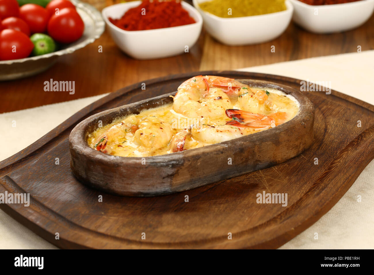 Shrimp casserole, Prawn stew Stock Photo - Alamy