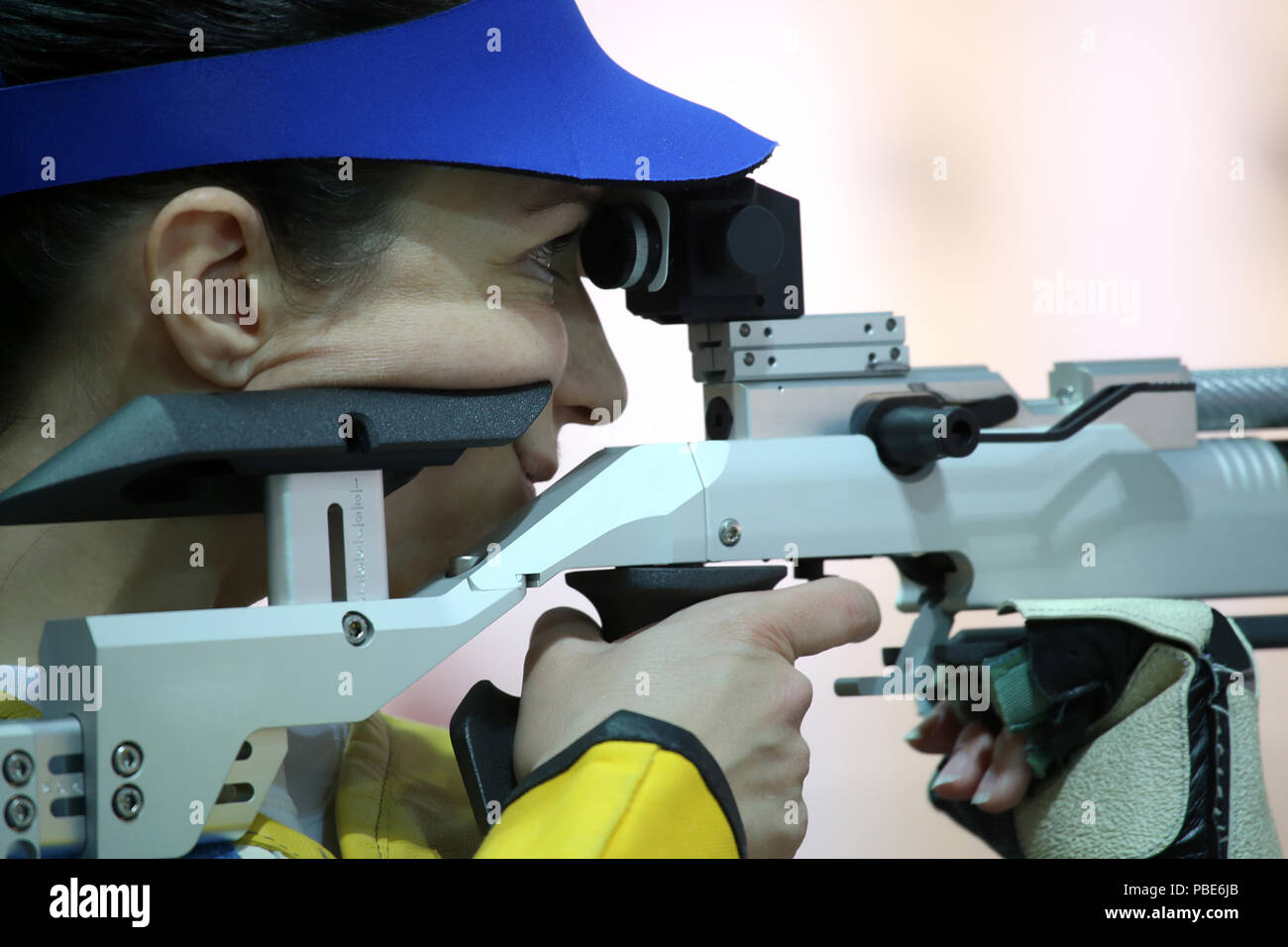 Young Woman Aiming With Hunting Rifle High Resolution Stock Photography ...