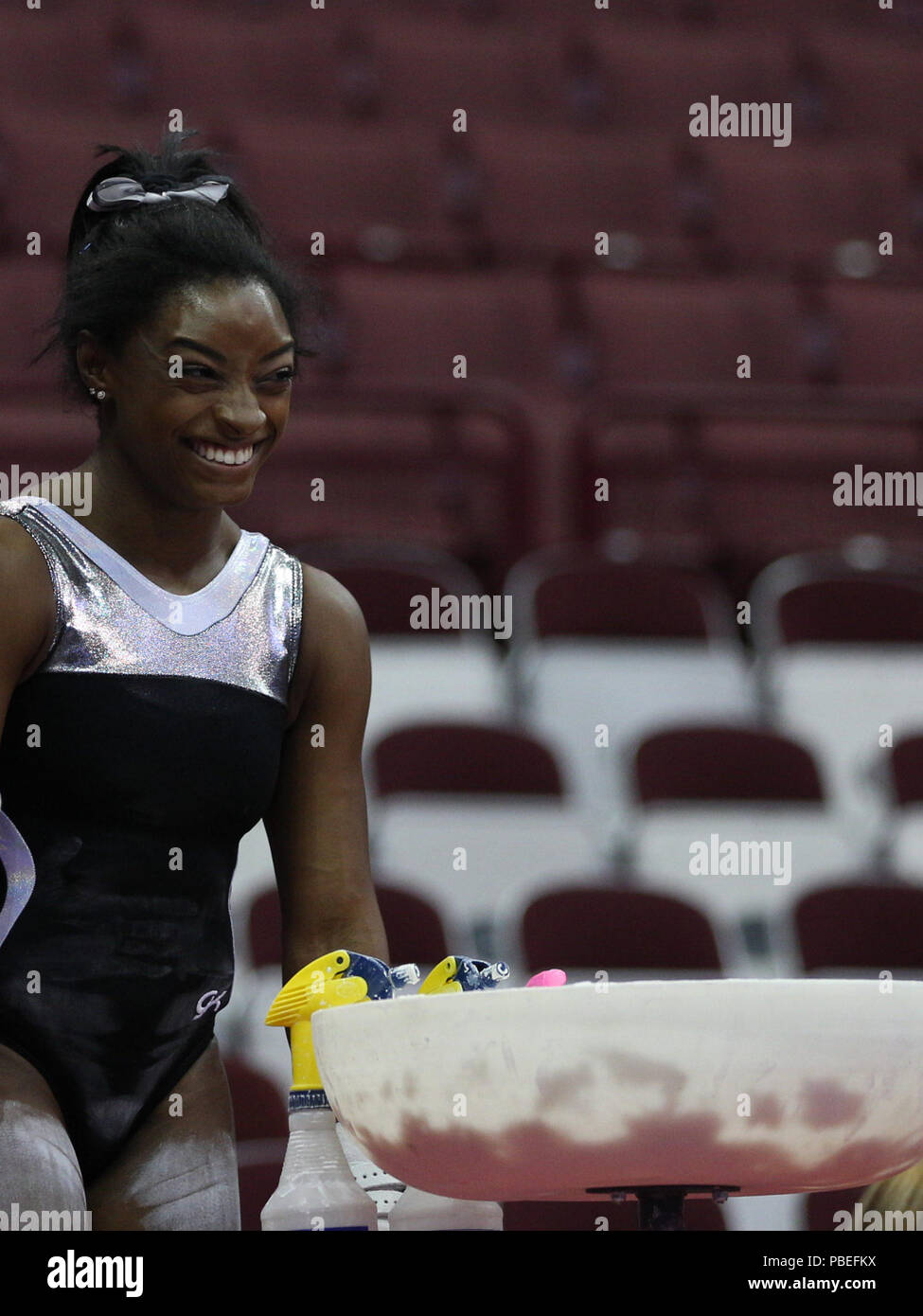 Ohio, USA. 27th July 2018. SIMONE BILES during podium training before ...