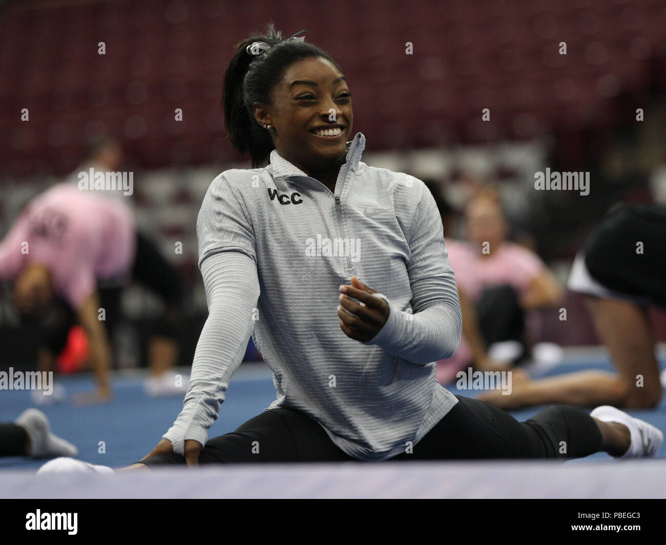 Ohio, USA. 27th July 2018. SIMONE BILES during podium training before ...