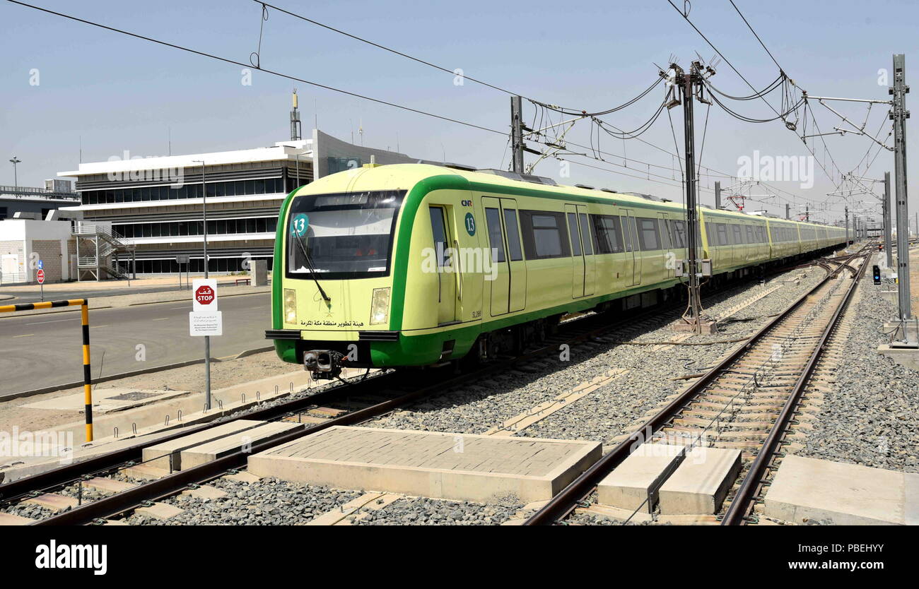 Mecca, Saudi Arabia. 27th July, 2018. The Mecca Light Rail is tested in ...