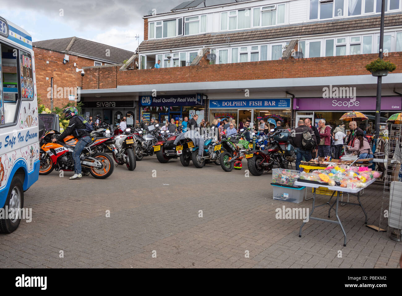 Calne, Wiltshire, UK, 28th July 2018 A pedestrian shopping centre ...