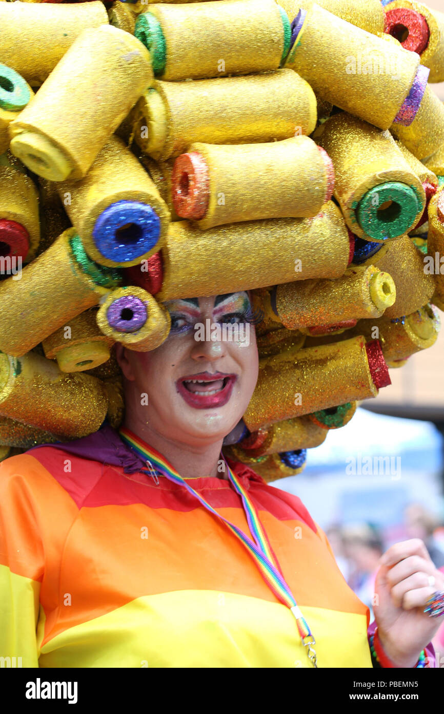 Liverpool, UK. 28th July 2018. Members and supporters of the LGBT ...