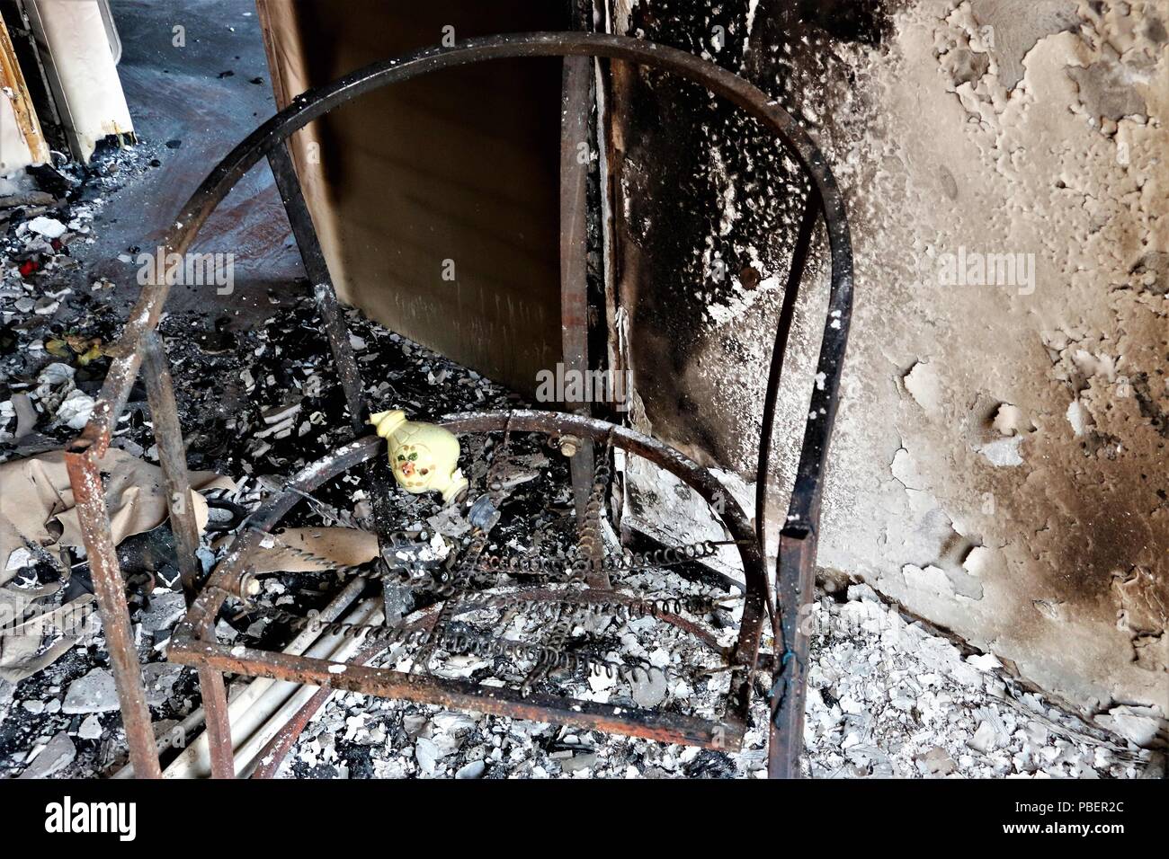 Athens, Greece. 28th July, 2018. A view of the destroyed furniture.A ...