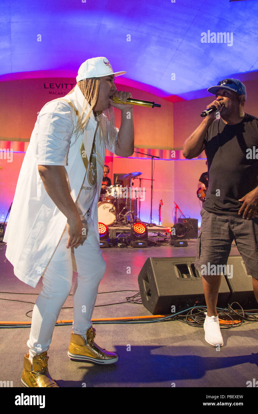 Los Angeles, California, USA. 27th July, 2018. Sammy Sam and Chuck D of ...