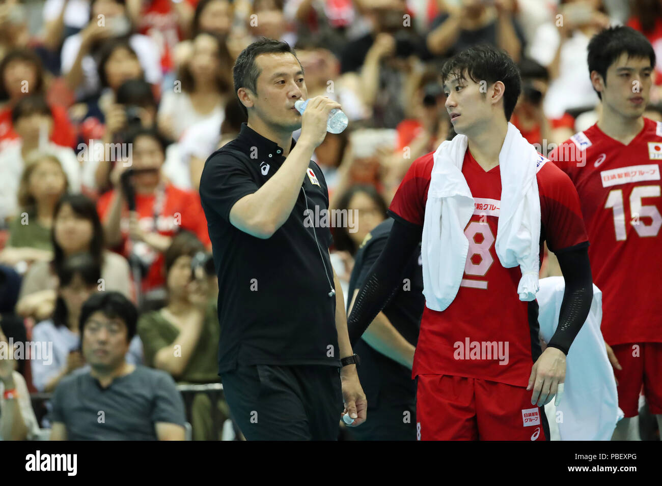 Funabashi Arena, Chiba, Japan. 28th July, 2018. (L to R) ? Yuichi ...