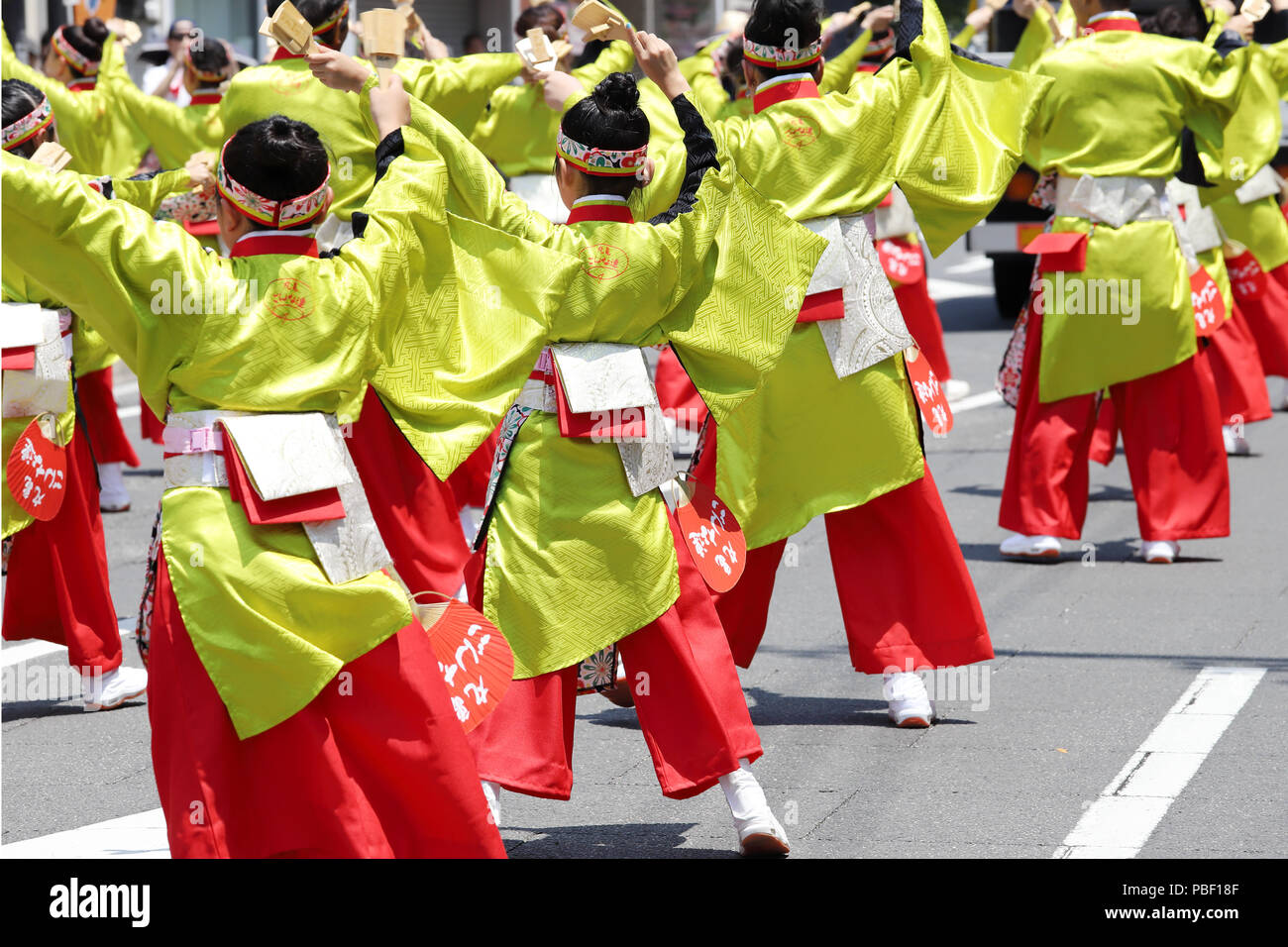 Japanese performers dancing in the famous Yosakoi Festival, yearly free ...