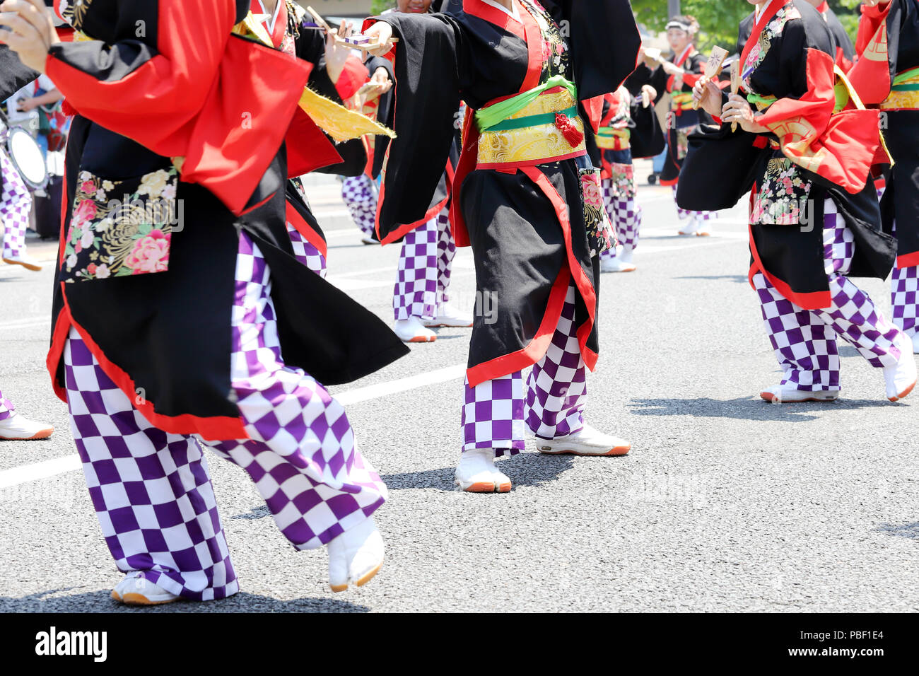 KAGAWA, JAPAN - JULY 15 2018: Japanese performers dancing in the famous ...