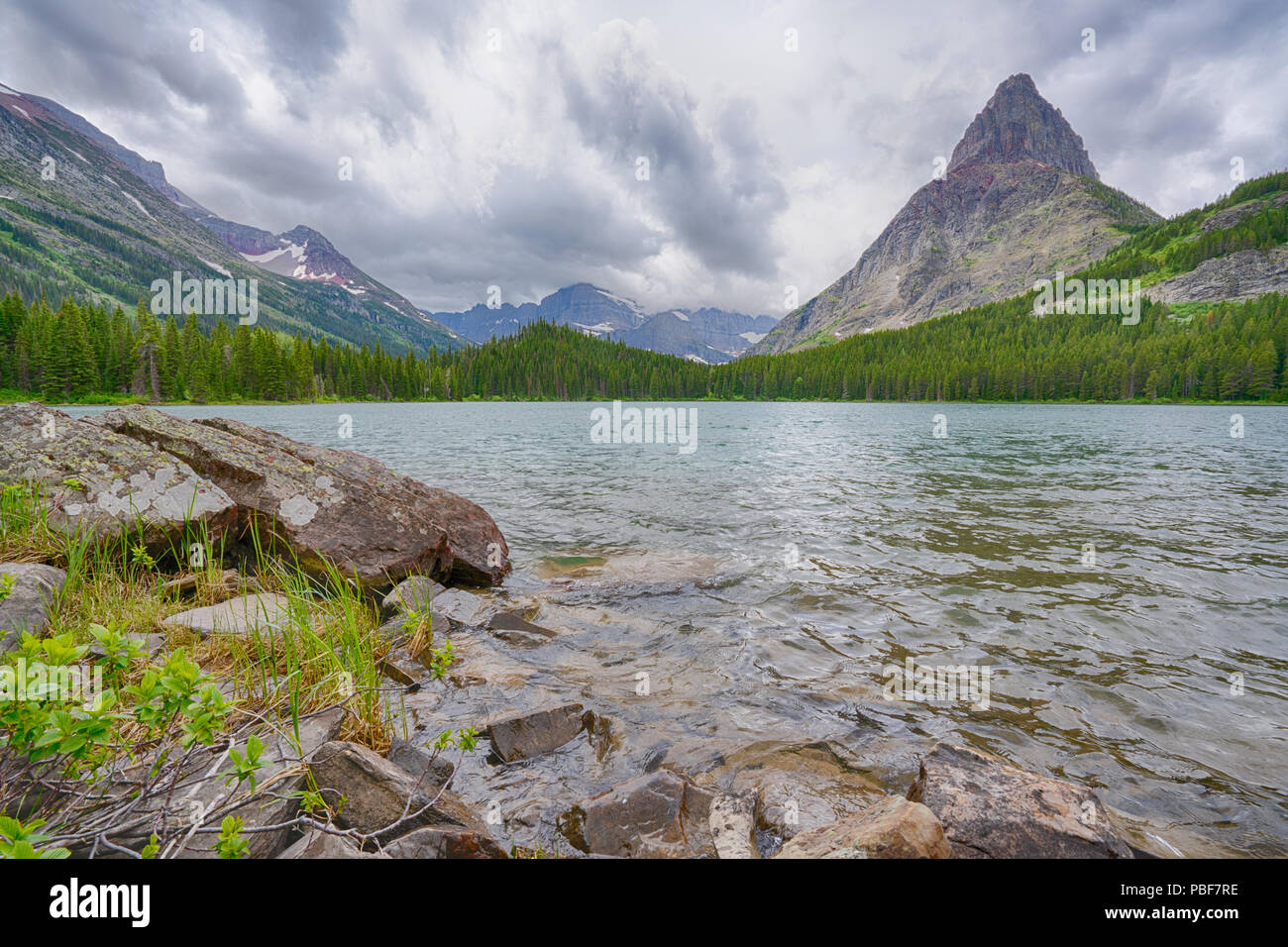 Swiftcurrent Lake, near the Many Glacier region of Glacier National ...
