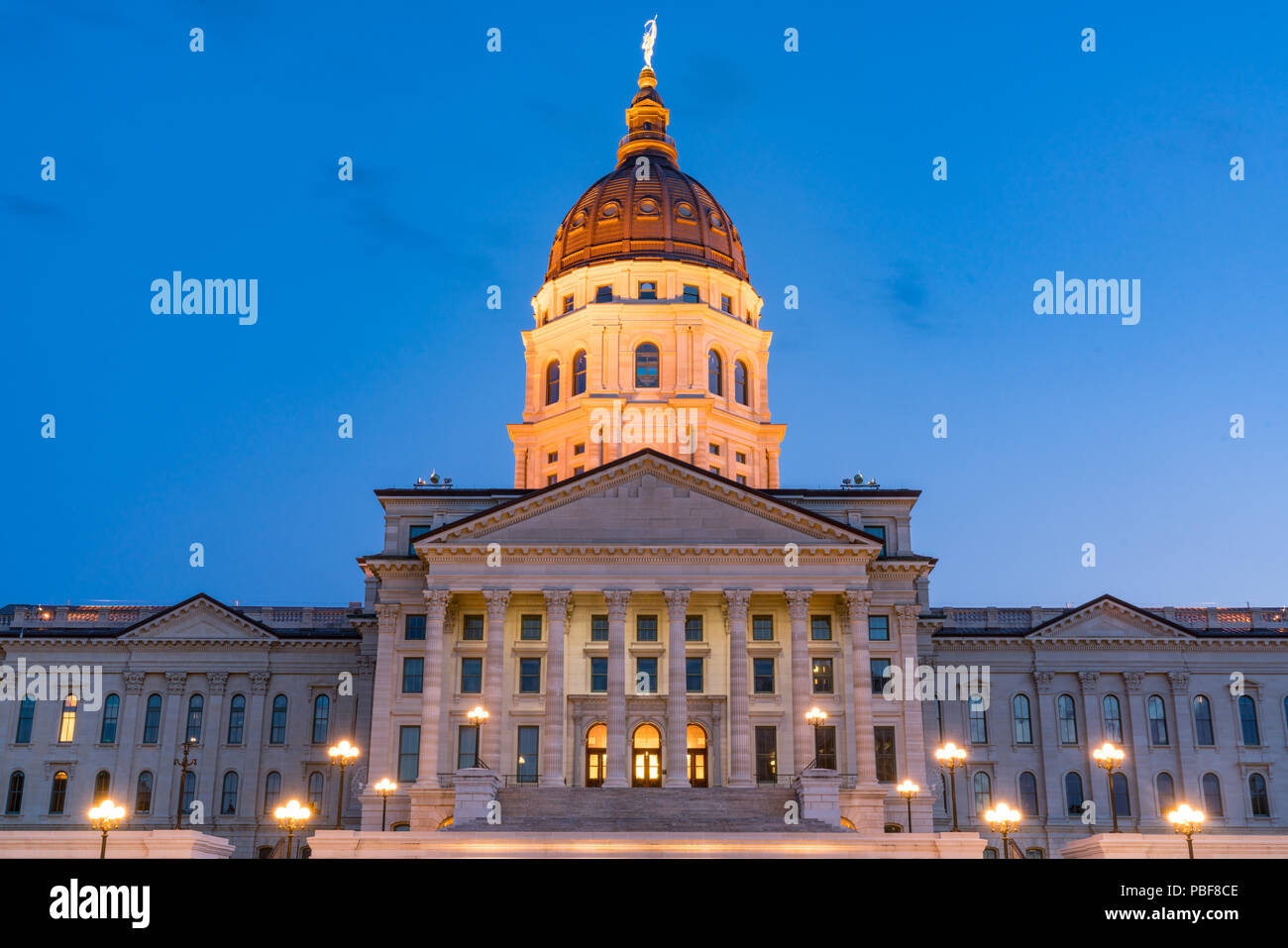 Exterior of the Kansas State Capital Building in Topeka, Kansas at ...
