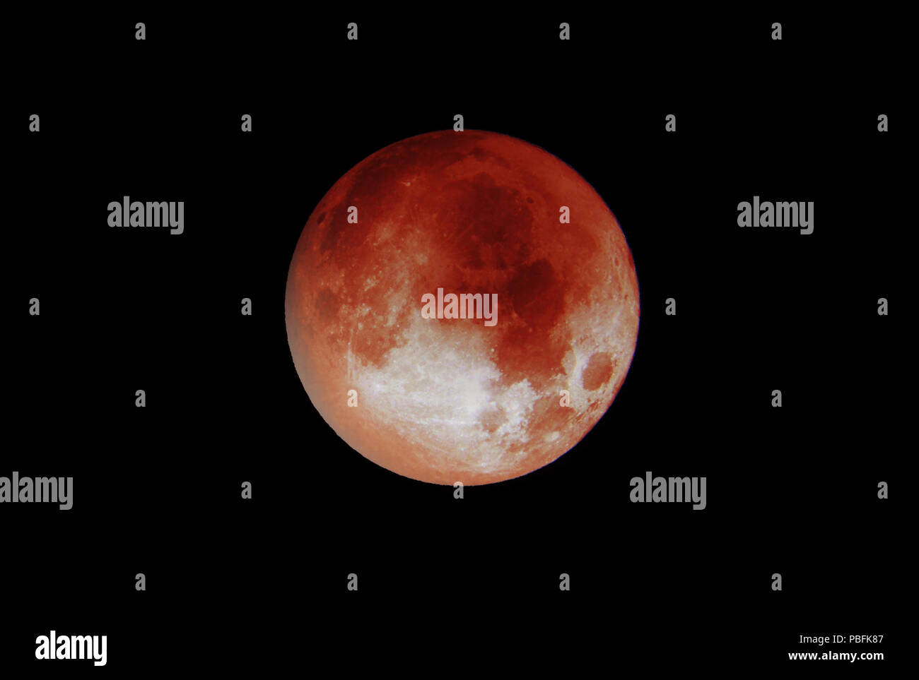 Blood Moon 2018 in the night dark black sky isolated closeup 3 Stock ...