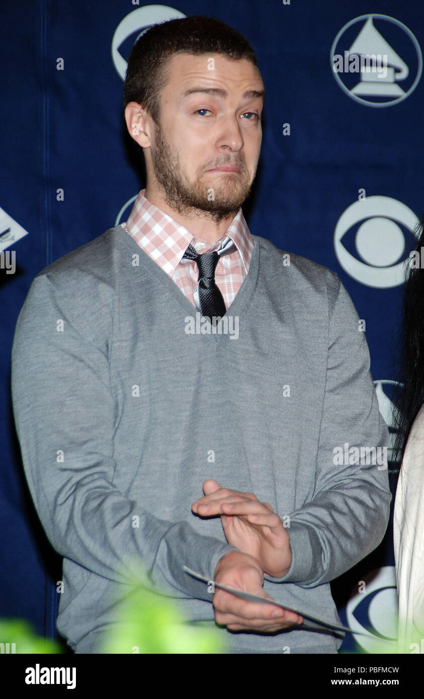 Justin Timberlake at the 49th GRAMMYs Nominations at the Music Box ...
