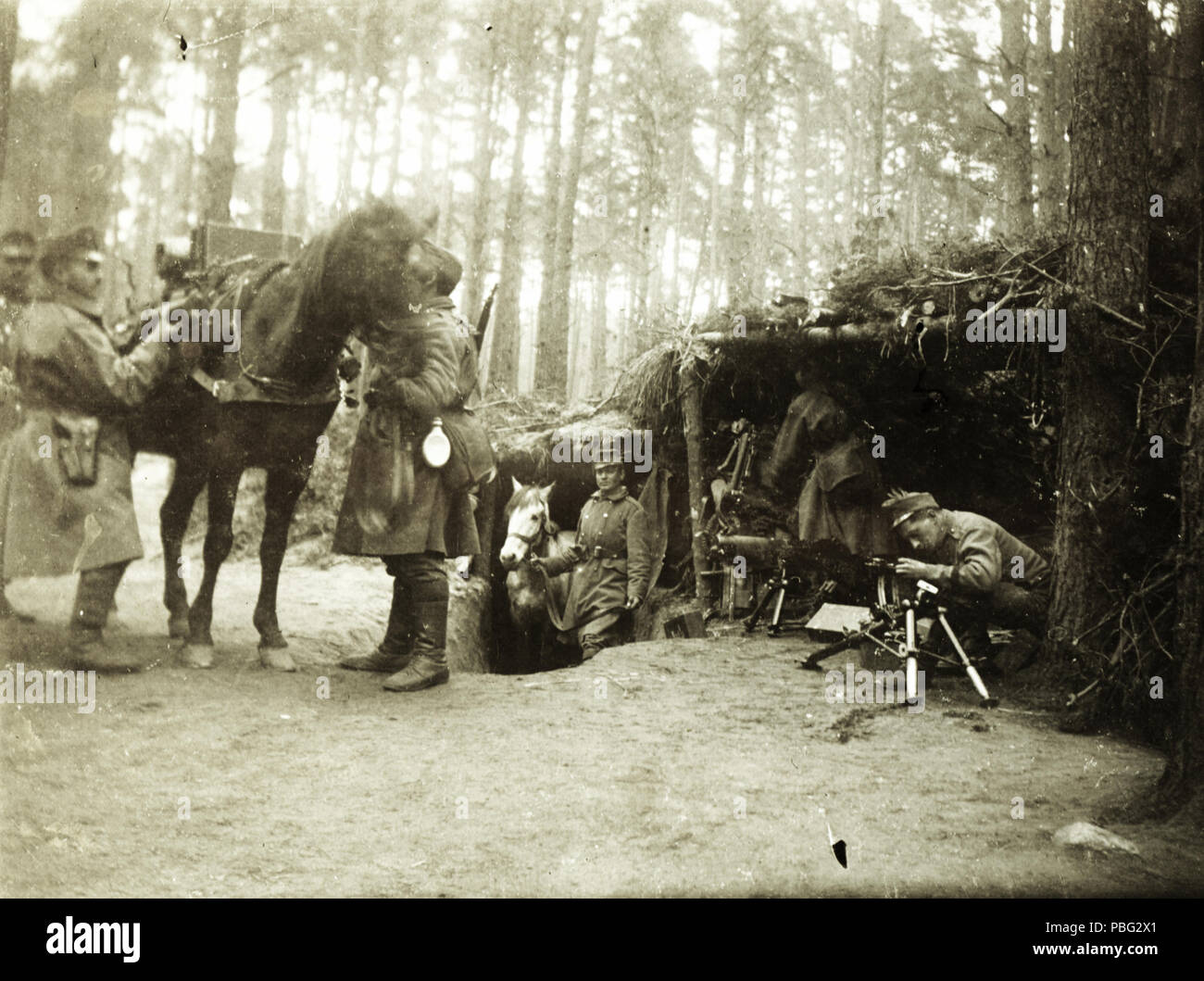 1548 Soldier, First World War, horse, machine gun, Schwarzlose-brand ...
