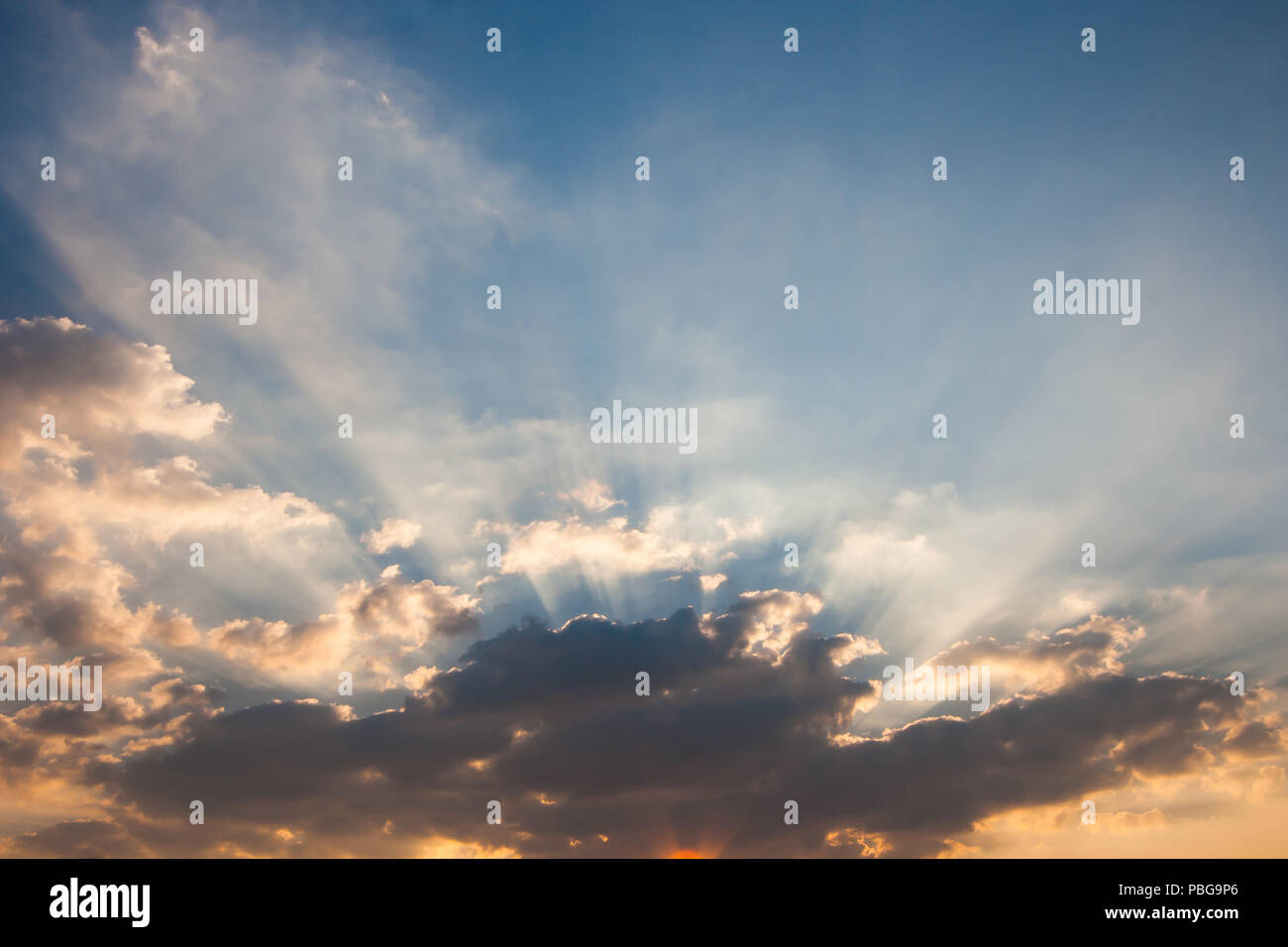 Sky and cloud with sunray, sunbeam Stock Photo - Alamy